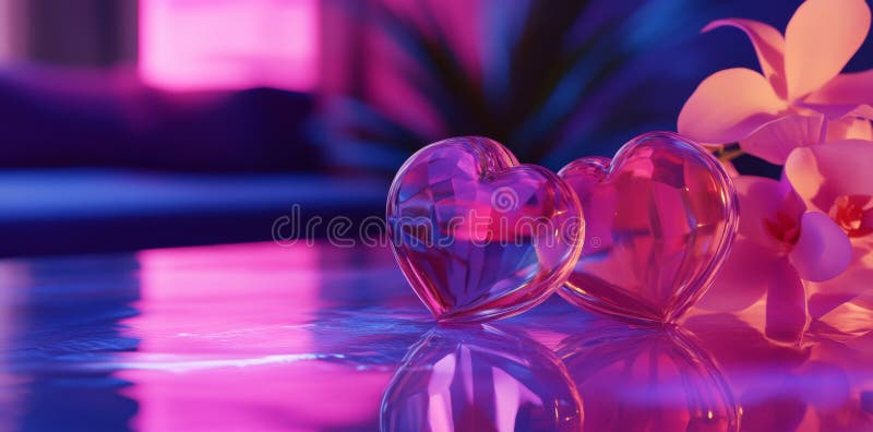 Delicate Glass Objects in Pastel Pink and Purple Shades, Positioned in ...