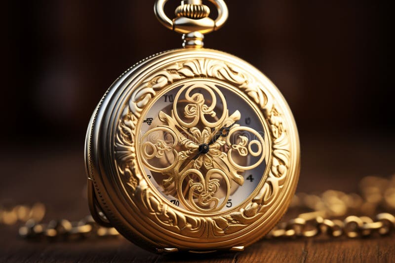 Delicate Gold Pattern on a Classic Pocket Watch Ma Stock Image - Image ...