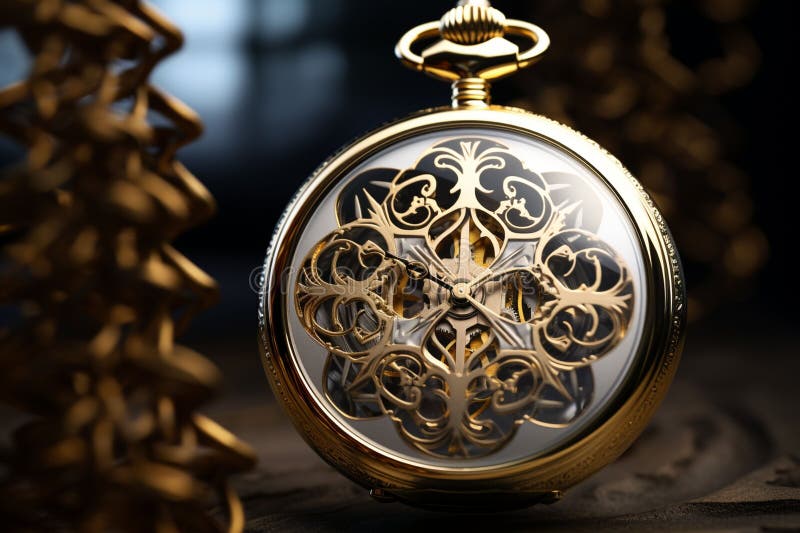 Delicate Gold Pattern on a Classic Pocket Watch Ma Stock Image - Image ...