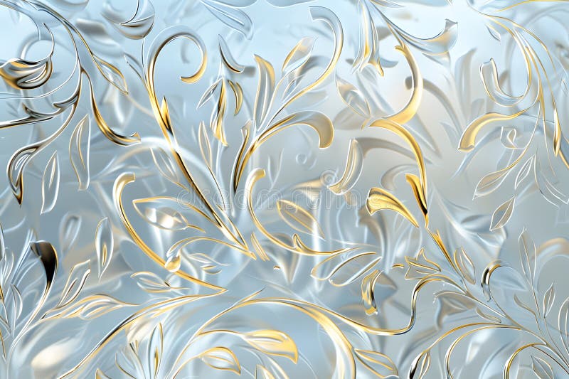 Delicate Gold & Silver Floral Pattern on Glass Stock Illustration ...