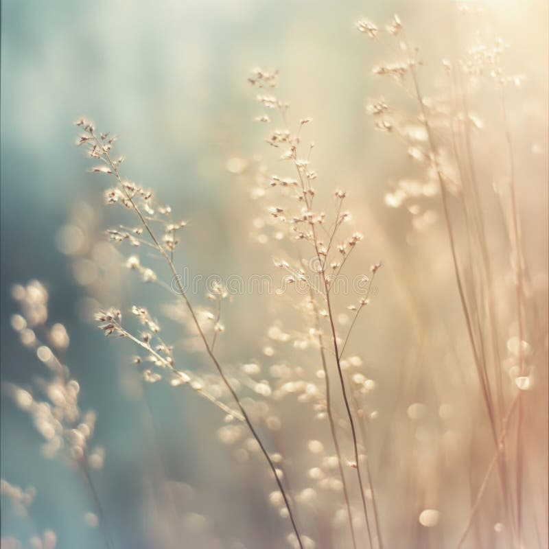 Delicate Grass Blades with Bokeh Effect in Soft Light Stock ...