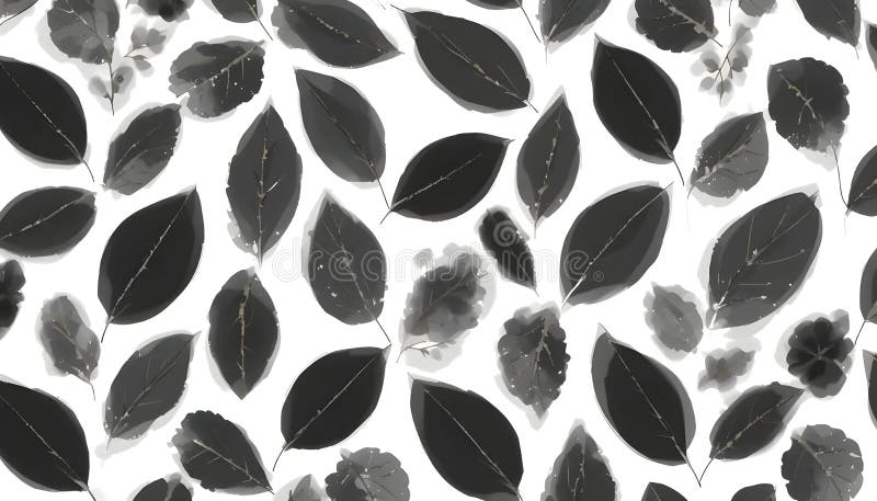 Minimalist Charm: a Seamless Gray Leaf Pattern Flowing Effortlessly ...