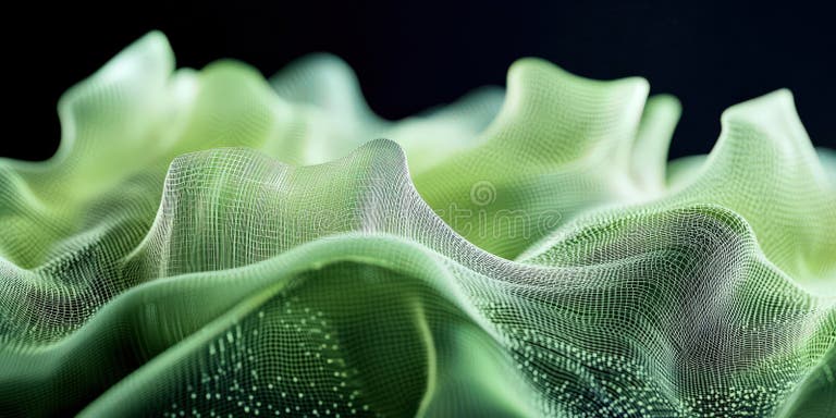 Delicate Green Mesh Waves Create a Modernist Texture with Depth and ...