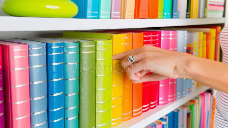 Delicate Hand Carefully Arranging Book on Office Bookshelf, Precise and ...