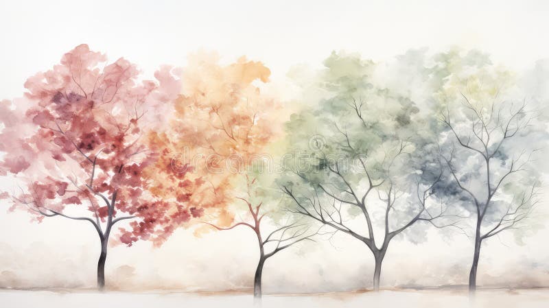 Delicate hand-drawn trees stock illustration. Illustration of texture ...