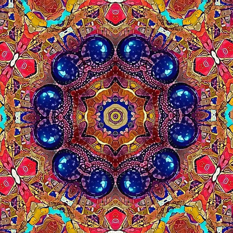 Delicate,hand Painted Colorful Abstract Kaleidoscope Stock Illustration ...