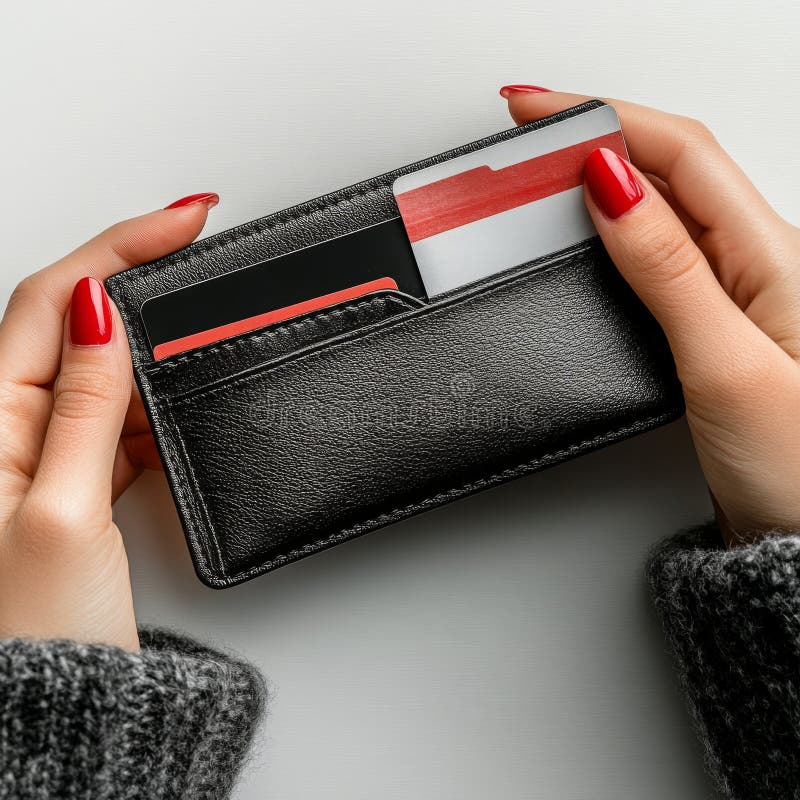 Delicate Hands Unveil a Pristine, Empty Wallet, Displayed on a White ...