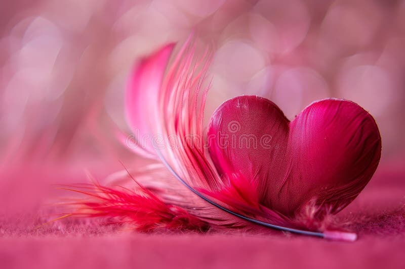 Delicate Heart Shape Created by Two Pink Feathers on a Soft Backdrop ...