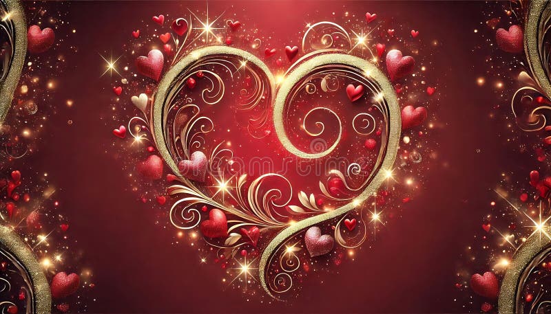 Delicate Heart-shaped Glitter Particles on a Pastel Pink Gradient ...