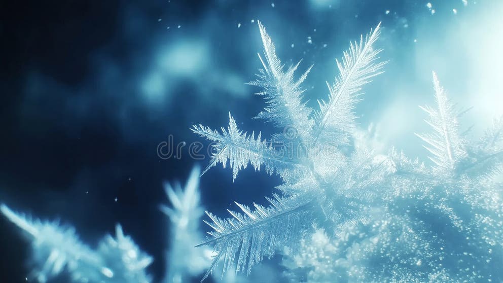 Delicate Ice Crystals Form and Sparkle Softly in Winter Light Stock ...