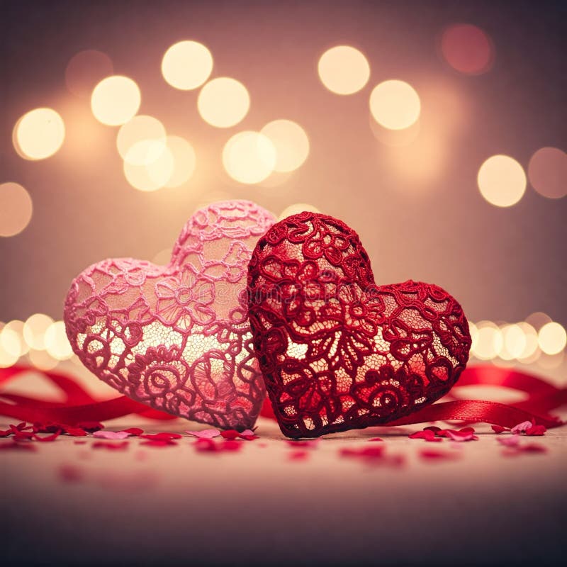 Romantic Lace Hearts on Valentine S Day Stock Illustration ...