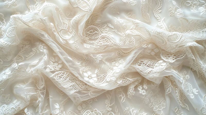 A Delicate Lace Fabric, Displayed To Show Its Intricate Patterns, Fine ...