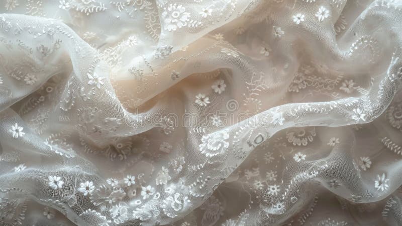 A Delicate Lace Fabric, Displayed To Show Its Intricate Patterns, Fine ...
