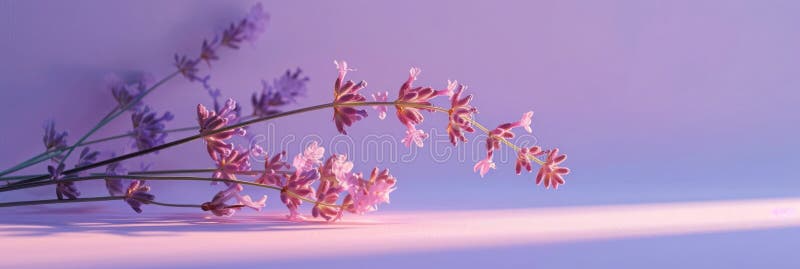 Delicate Lavender Branches Casting Soft Shadows on a Pastel Purple ...