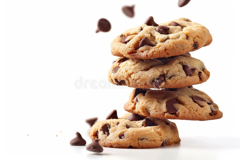 Delicate Levitation of Cookies Falling Gracefully on a Pristine White ...