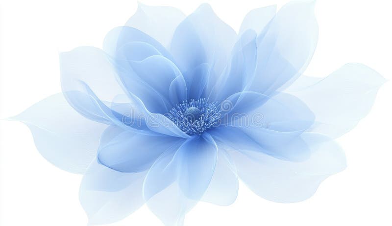 Delicate Light Blue Flower with Translucent Petals on White Background ...