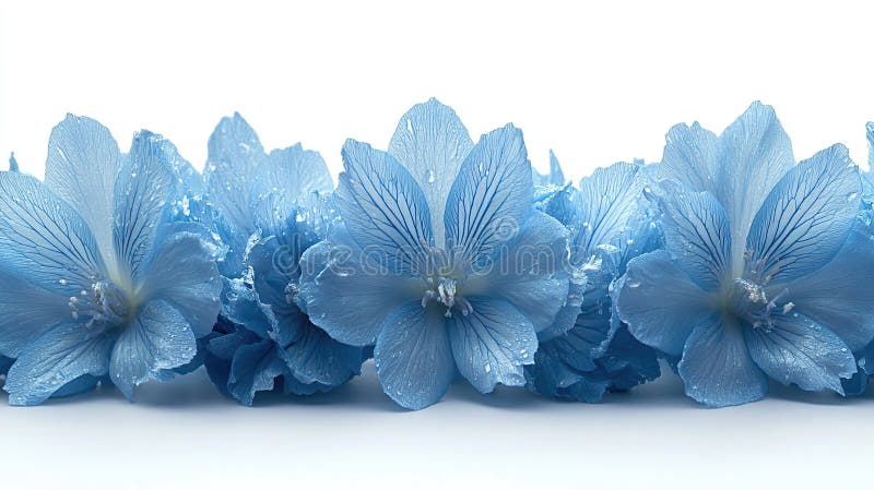 Delicate Light Blue Flowers in a Horizontal Row Stock Illustration ...