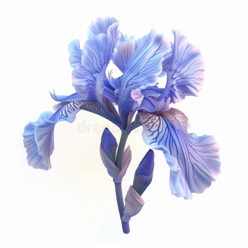 Stunning Light Blue Iris Flower Blossom Close Up Stock Illustration ...