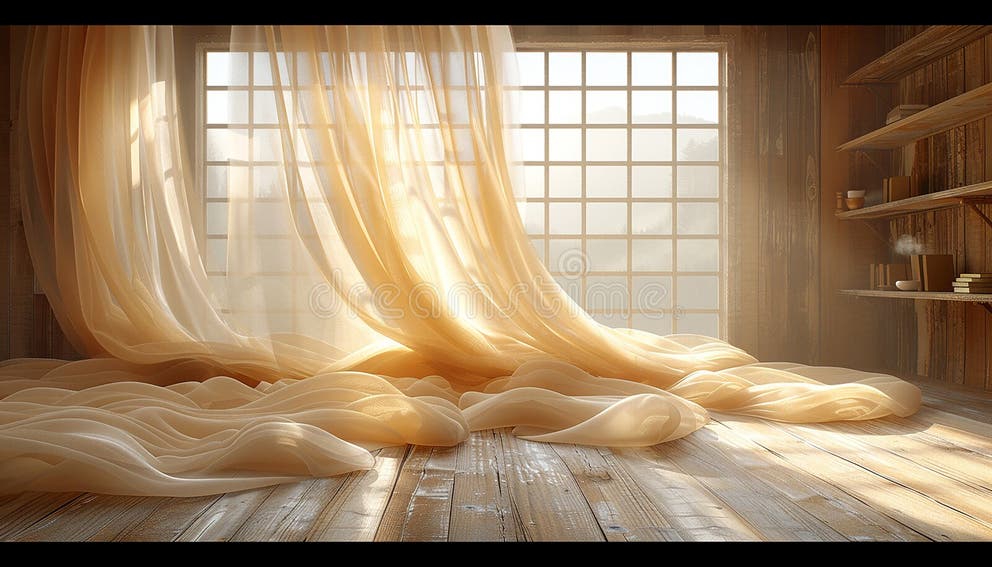 Delicate, Light Curtains Flow in the Morning Sunlight. Generative AI ...