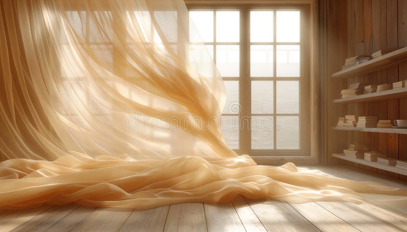 Delicate, Light Curtains Flow in the Morning Sunlight. Generative AI ...