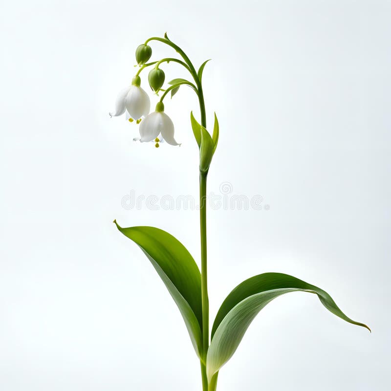 Delicate Lily of the Valley with Bell-shaped Blooms on a Soft White ...