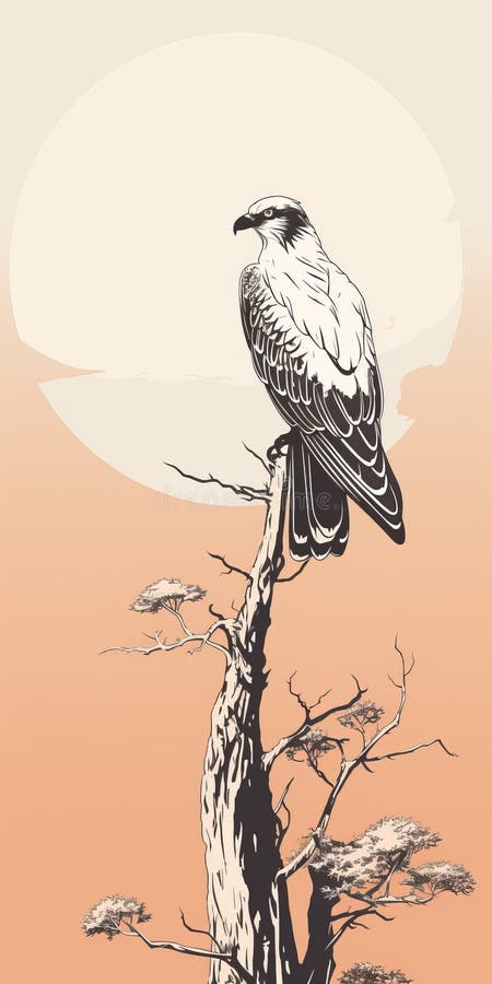 Delicate Line Drawing of Osprey: Minimal Mobile Wallpaper with Nature S ...