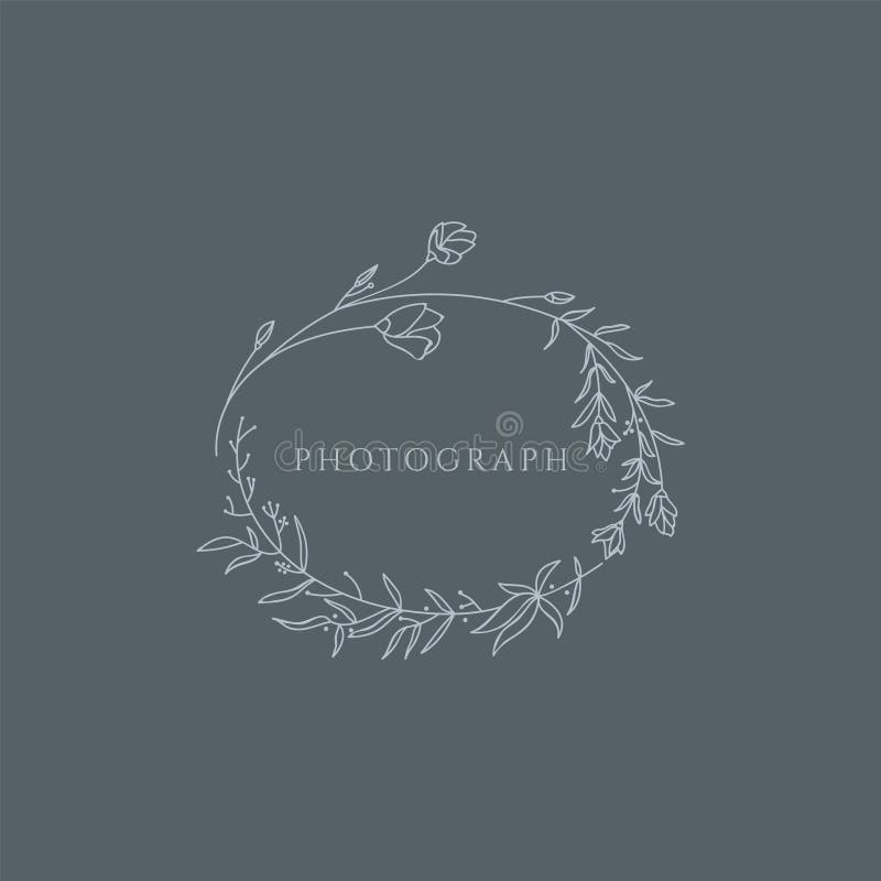 A Delicate Logo Features a Wreath Made of Botanical Elements, Including ...