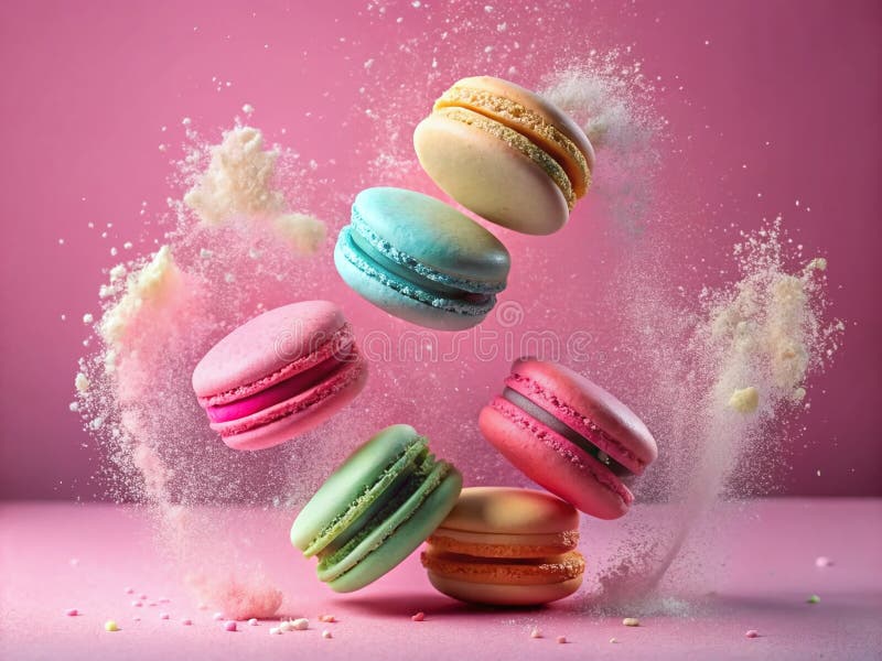 Delicate Macarons Explode in a SugarDust Symphony a Minimalist Feast ...