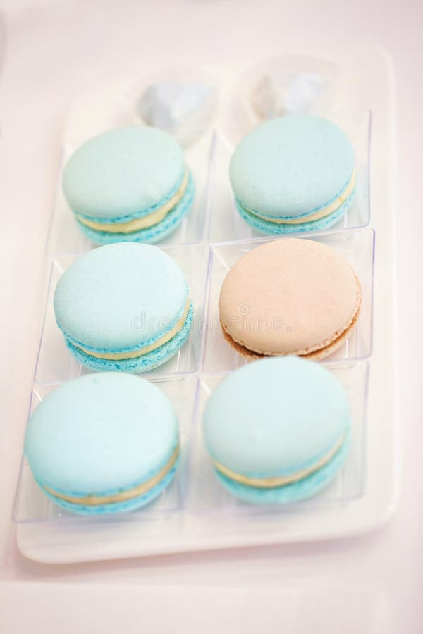 Delicate Macaroons Cakes of Blue Color Stock Photo - Image of ...