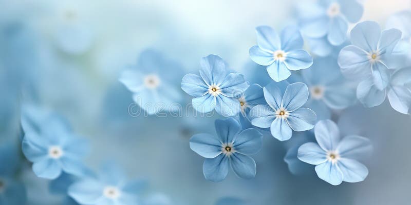 A Delicate, Macro View of Pale Blue Forget-me-not Petals, with Soft ...