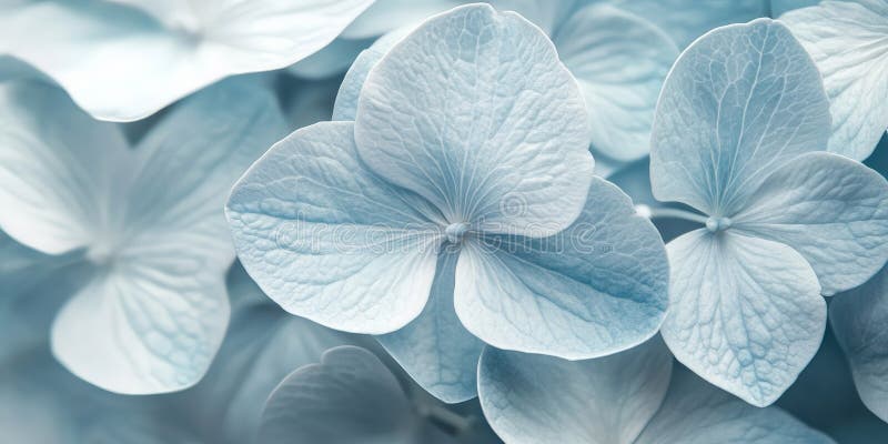 A Delicate, Macro View of Pale Blue Hydrangea Petals, with Soft, Smooth ...