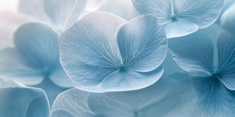 A Delicate, Macro View of Pale Blue Hydrangea Petals, with Soft, Smooth ...
