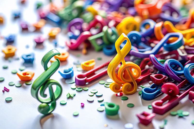 Delicate Miniature Broken Music Notes Interconnected in a TiltShift ...