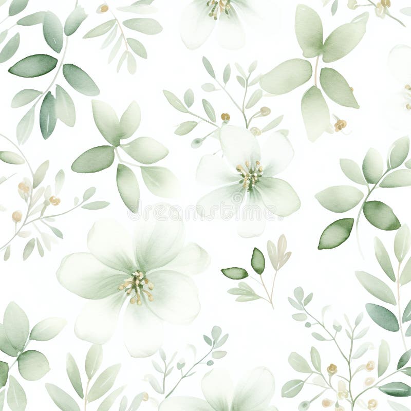 Delicate and Minimalist Green Floral Background with Subtle Leaves ...