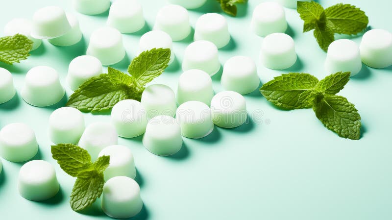 Delicate Mint Tablets on a Gentle Mint Background Stock Illustration ...