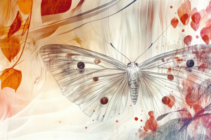 Delicate Moth in Minimalistic Nature Illustration for Art and Design ...