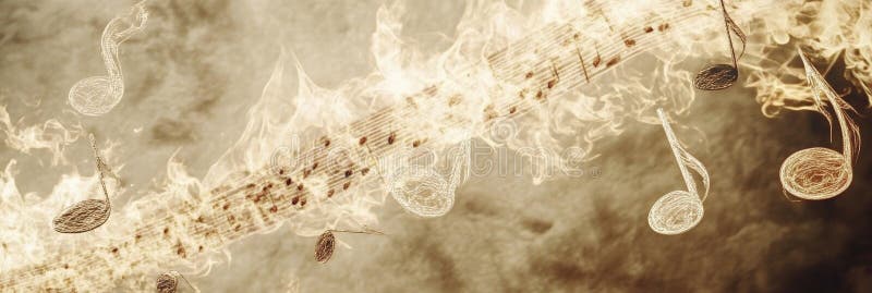 Delicate Musical Notes Intertwined with Fiery Elements Stock ...