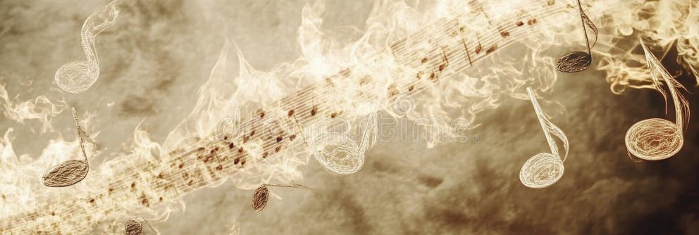 Delicate Musical Notes Intertwined with Fiery Elements Stock ...