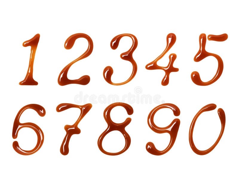 Delicate Numbers Made of Caramel on White Background Stock Image ...