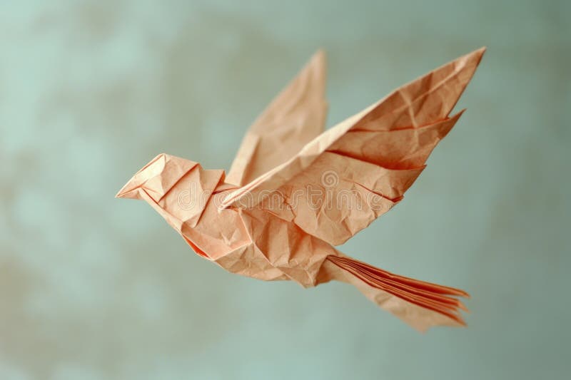 Delicate Origami Bird in Flight Stock Illustration - Illustration of ...