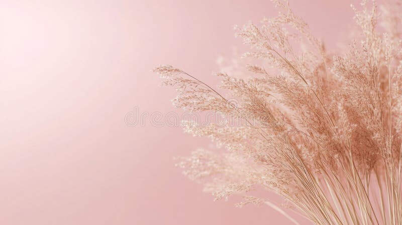 Delicate Pampas Grass Bouquet Against a Soft Pink Background Stock ...