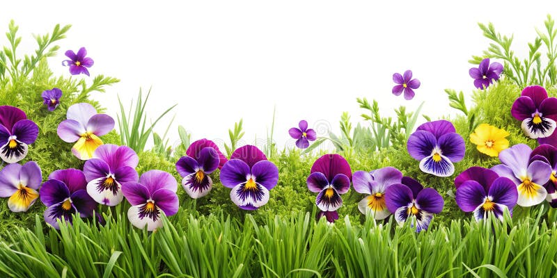 Delicate Pansy and Violet Flower Border a Springtime Design Element for ...