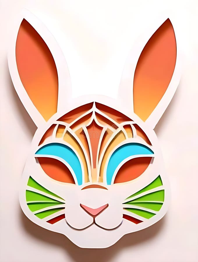 A Delicate Paper Cutout Depicting the Face of a Rabbit Stock ...
