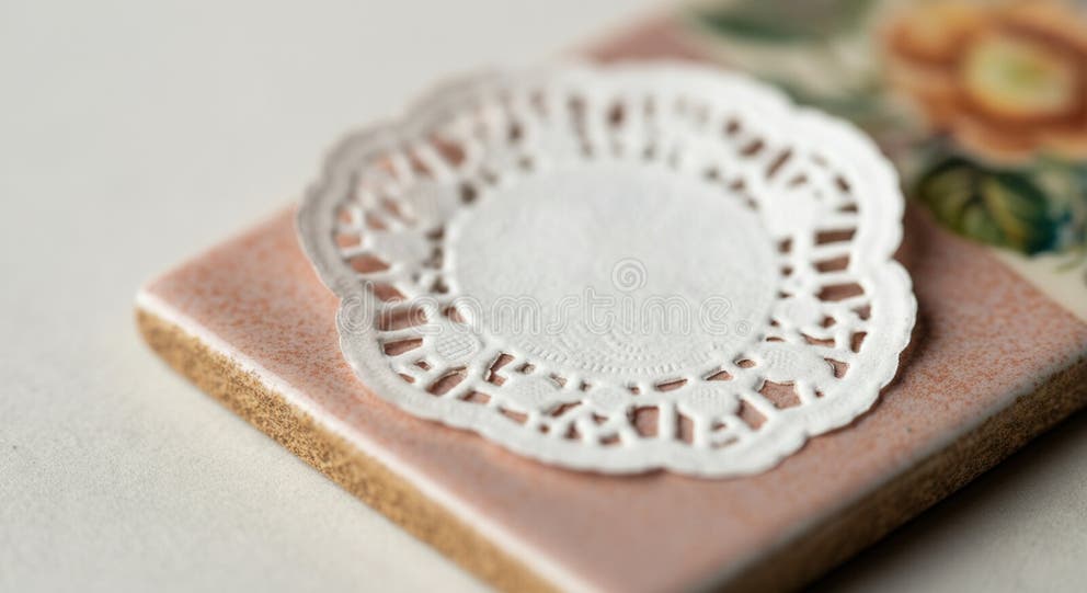 Delicate Paper Doily is Being Used As a Decoupage Element on a Small ...