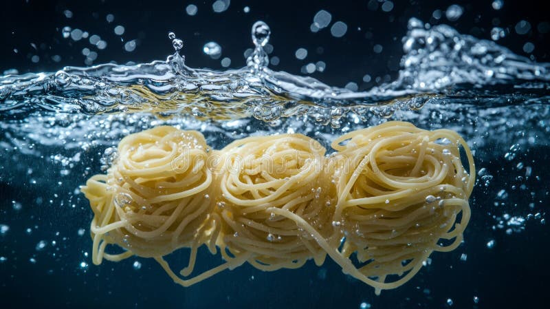 Delicate Pasta Nests Float Gracefully Clear Water Creating Striking ...