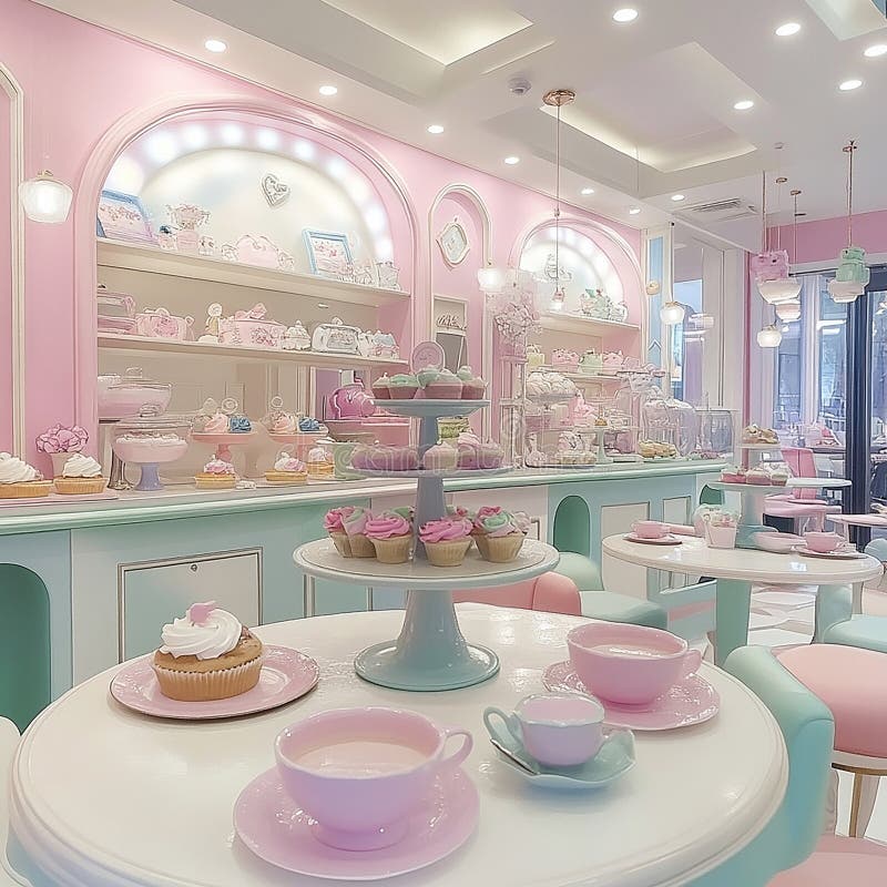 Delicate Pastel Bakery Setting with Exquisite Pastries and Charming ...