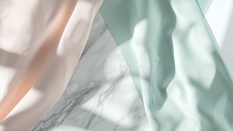 Delicate Pastel-colored Fabrics Gracefully Draped on a Marble Surface ...