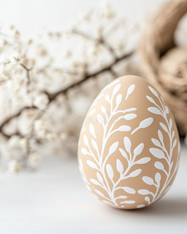 Delicate Pastel Egg Adorned with Intricate White Floral Patterns Ready ...