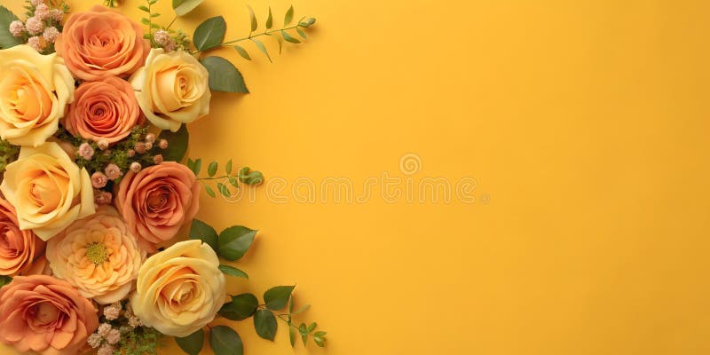 Delicate Pastel Flowers on an Orange Backdrop for Text Placement Stock ...