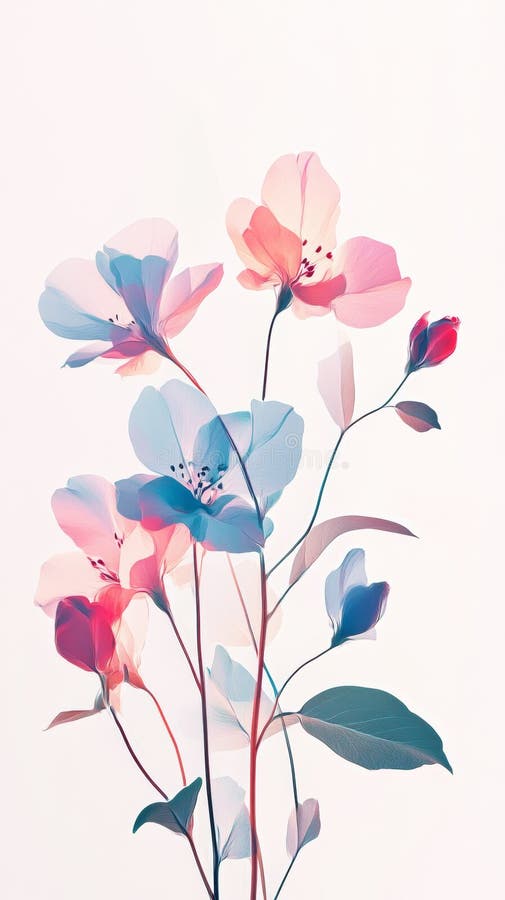 Delicate White Floral Illustration on Textured Background, Minimalist ...